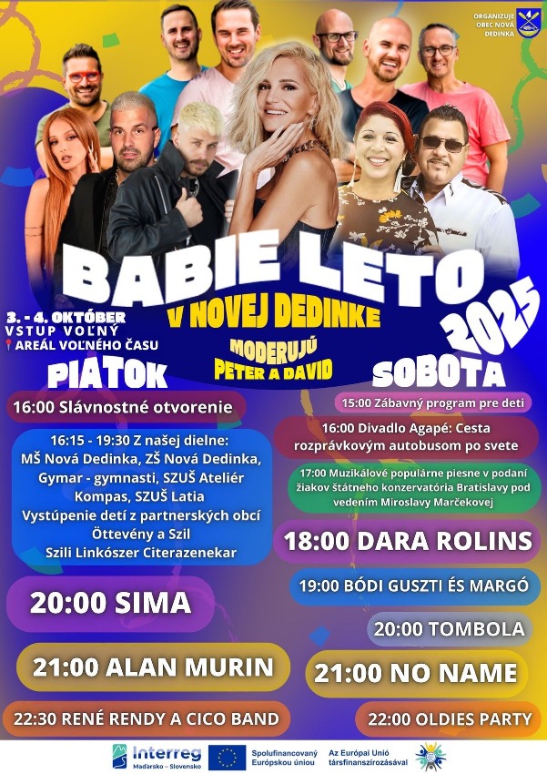 Babie leto 2025 rozžiari Novú Dedinku! Dvojdňový festival hudby